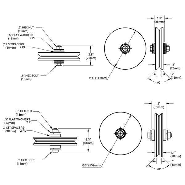The 6" of HardCORE V-Groove Wheel for Wheel Boxes CI2625 - Shut It